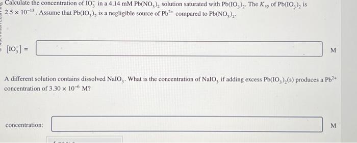 Solved Calculate the concentration of IO3−in a | Chegg.com