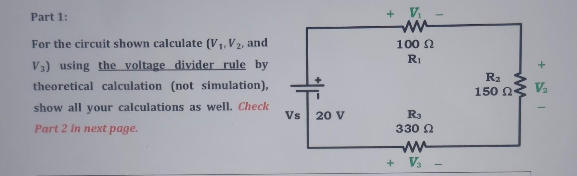 Solved For the circuit shown calculate (V1,V2, and V3 ) | Chegg.com