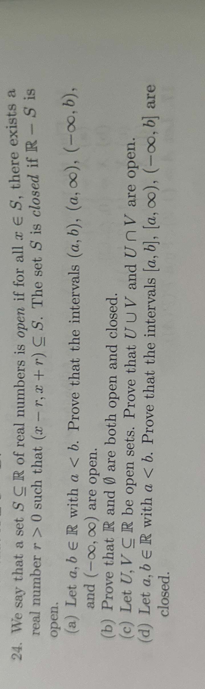 Solved We say that a set SsubeR of real numbers is open if | Chegg.com