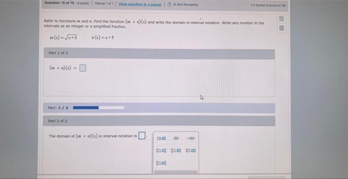 Solved Refer to functions m and n. Find the function | Chegg.com