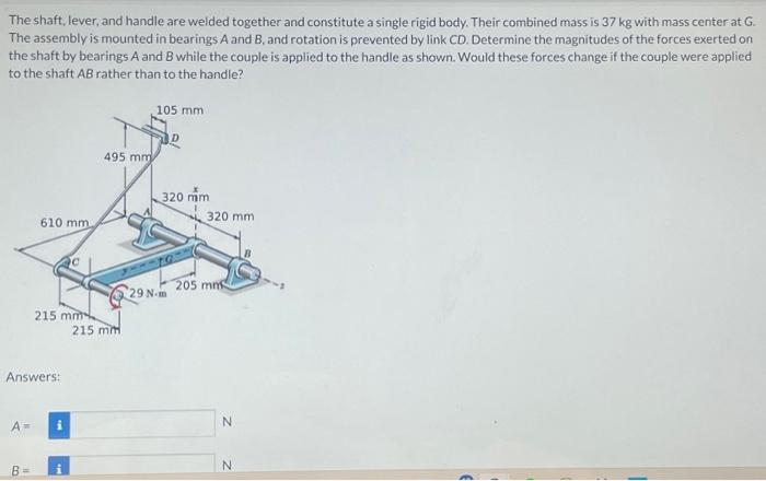 Solved The shaft, lever, and handle are welded together and | Chegg.com