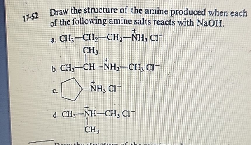 Solved 17.52 ﻿Draw the structure of the amine produced when | Chegg.com