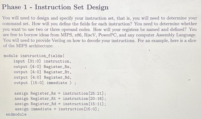 Solved In this project, you are to design your own | Chegg.com