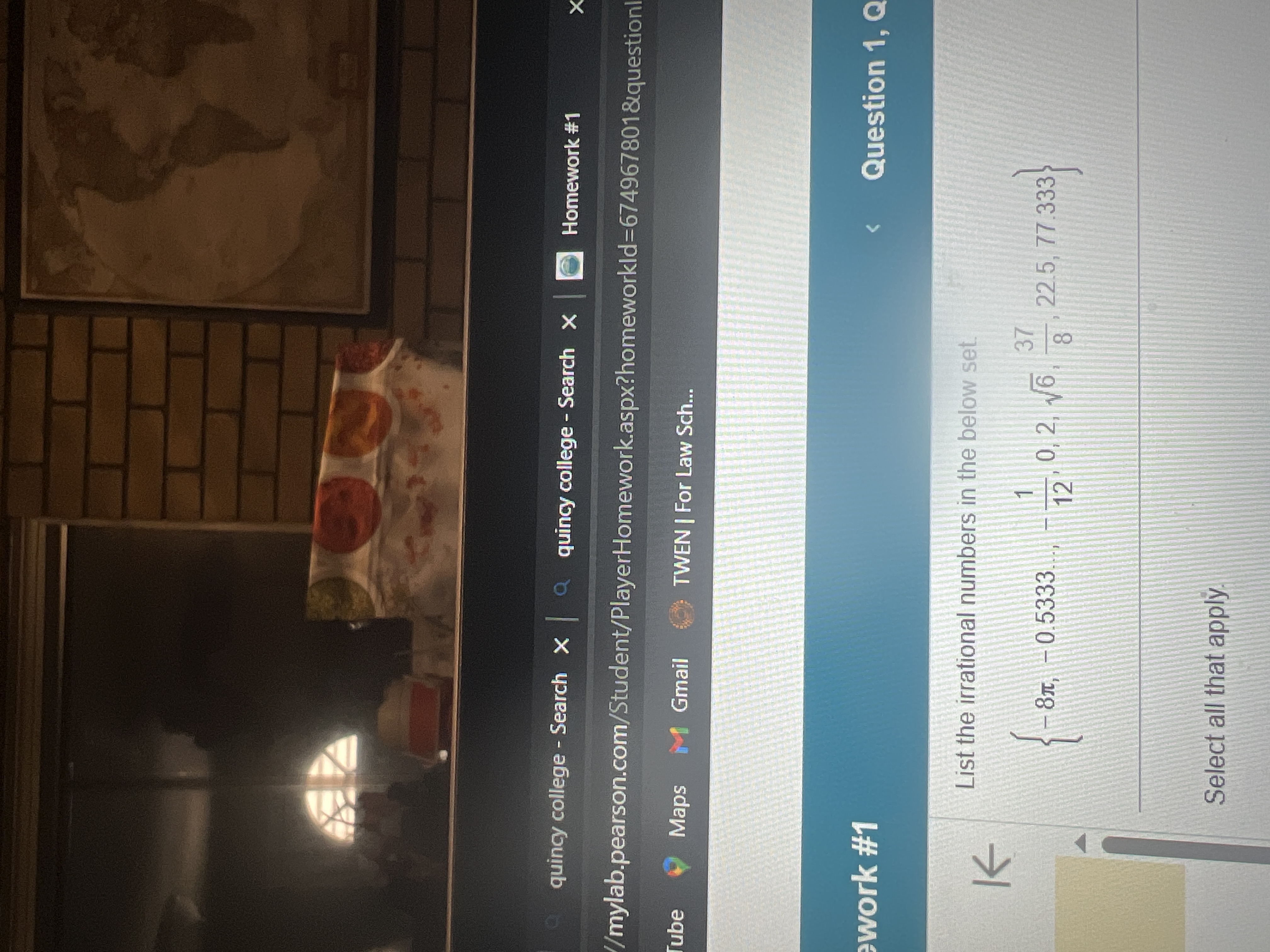 Solved List the irrational numbers in the below set. | Chegg.com