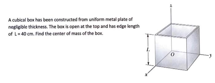 Solved A cubical box has been constructed from uniform metal | Chegg.com