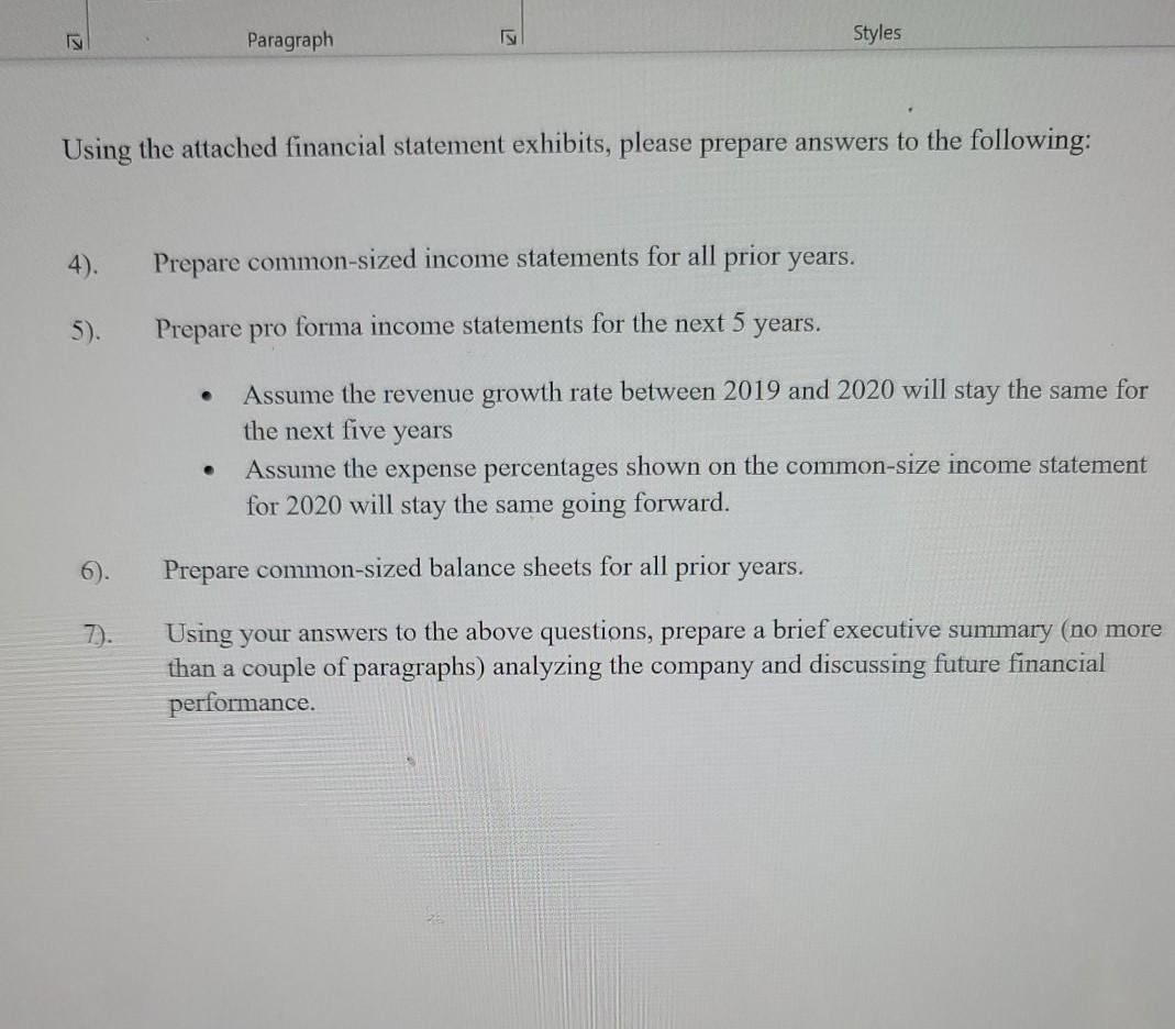 Solved Paragraph Styles Using the attached financial | Chegg.com Solved Paragraph Styles Using the attached financial | Chegg.com