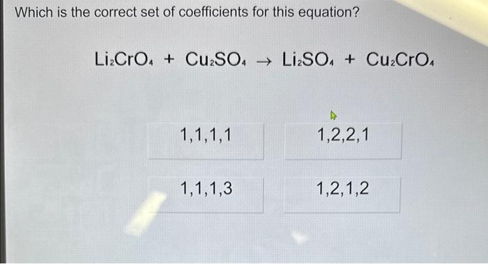 Solved Which is the correct set of coefficients for this | Chegg.com