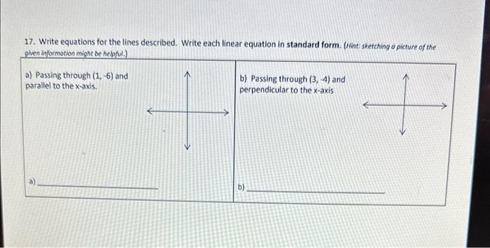 Solved 17. Write equations for the lines described. Write | Chegg.com
