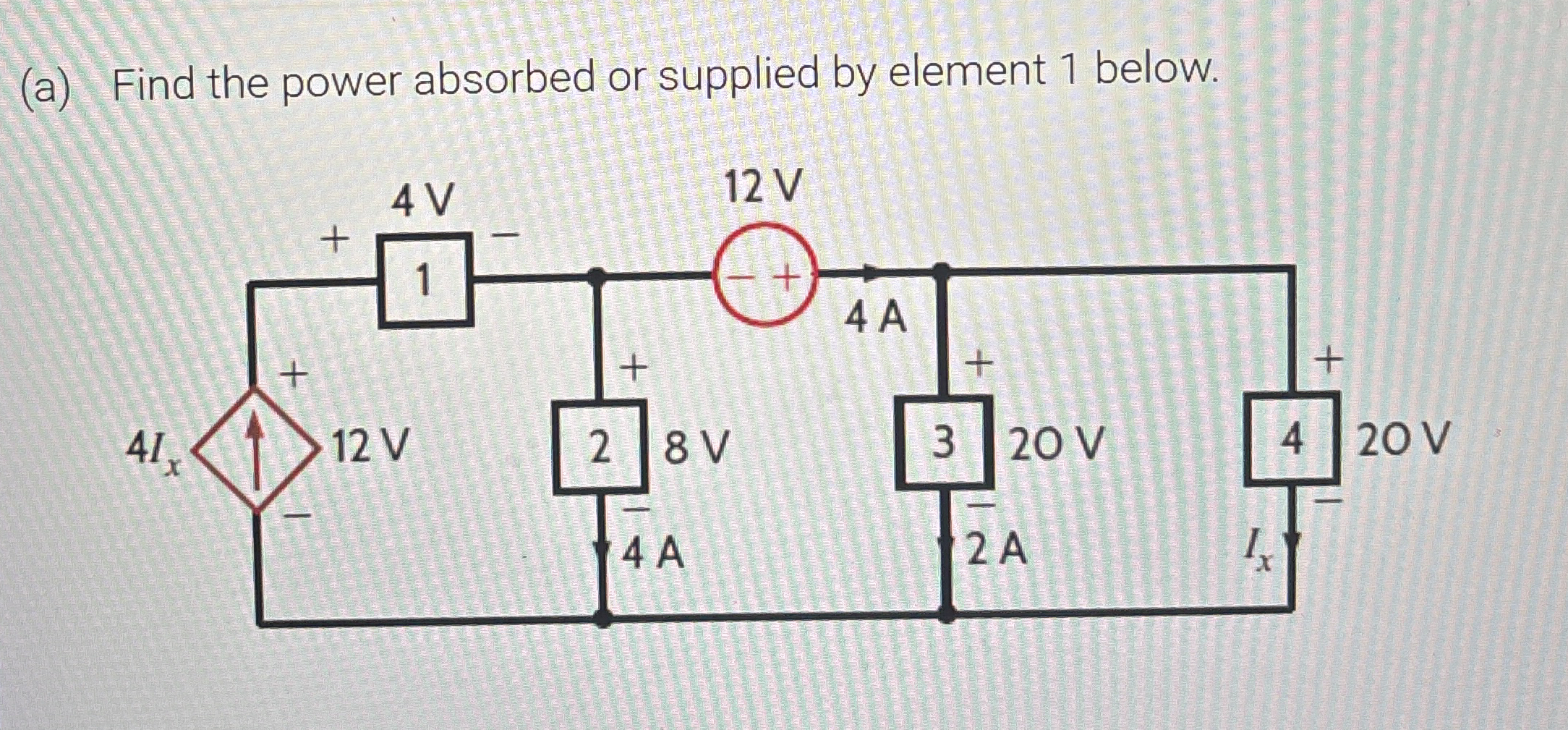 (a) ﻿Find the power absorbed or supplied by element 1 | Chegg.com