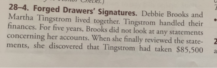 Solved 11070 CPCRS.) 28-4. Forged Drawers' Signatures. | Chegg.com