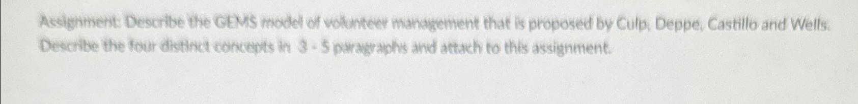 Solved Assignment Describe the GEMS model of wolunteer | Chegg.com