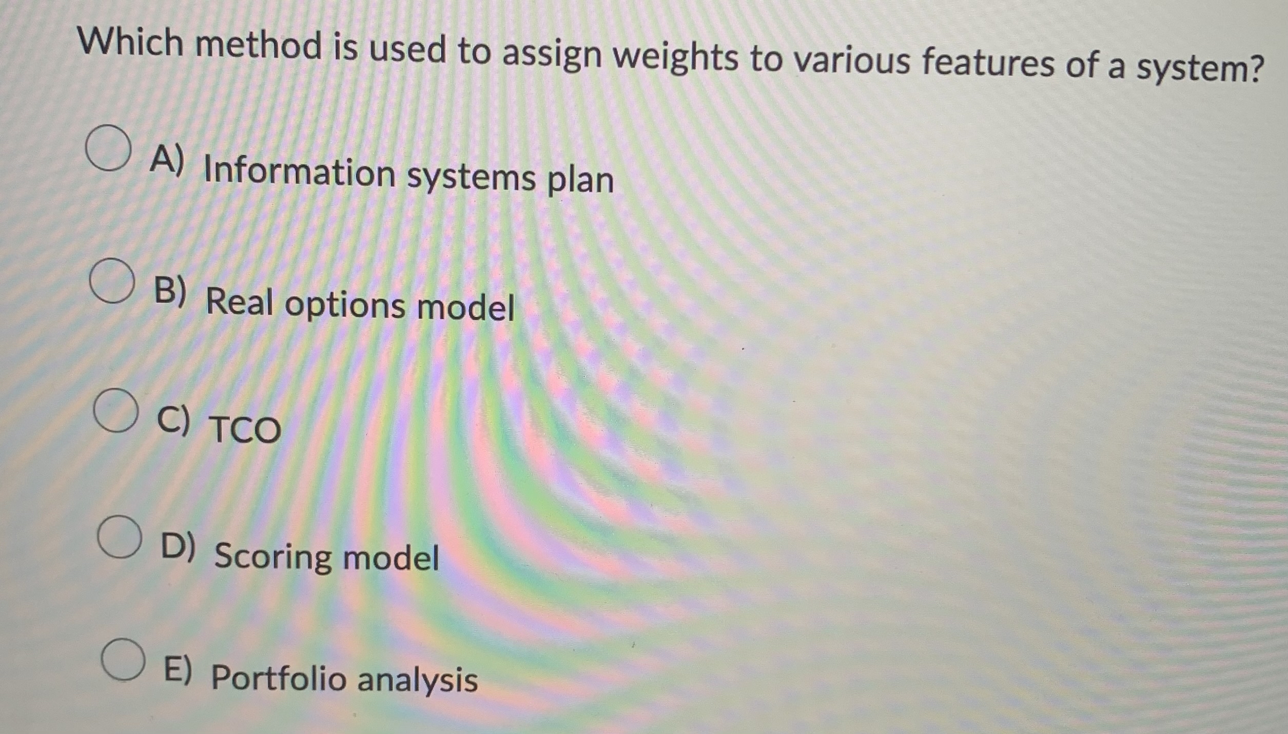 Solved Which method is used to assign weights to various | Chegg.com
