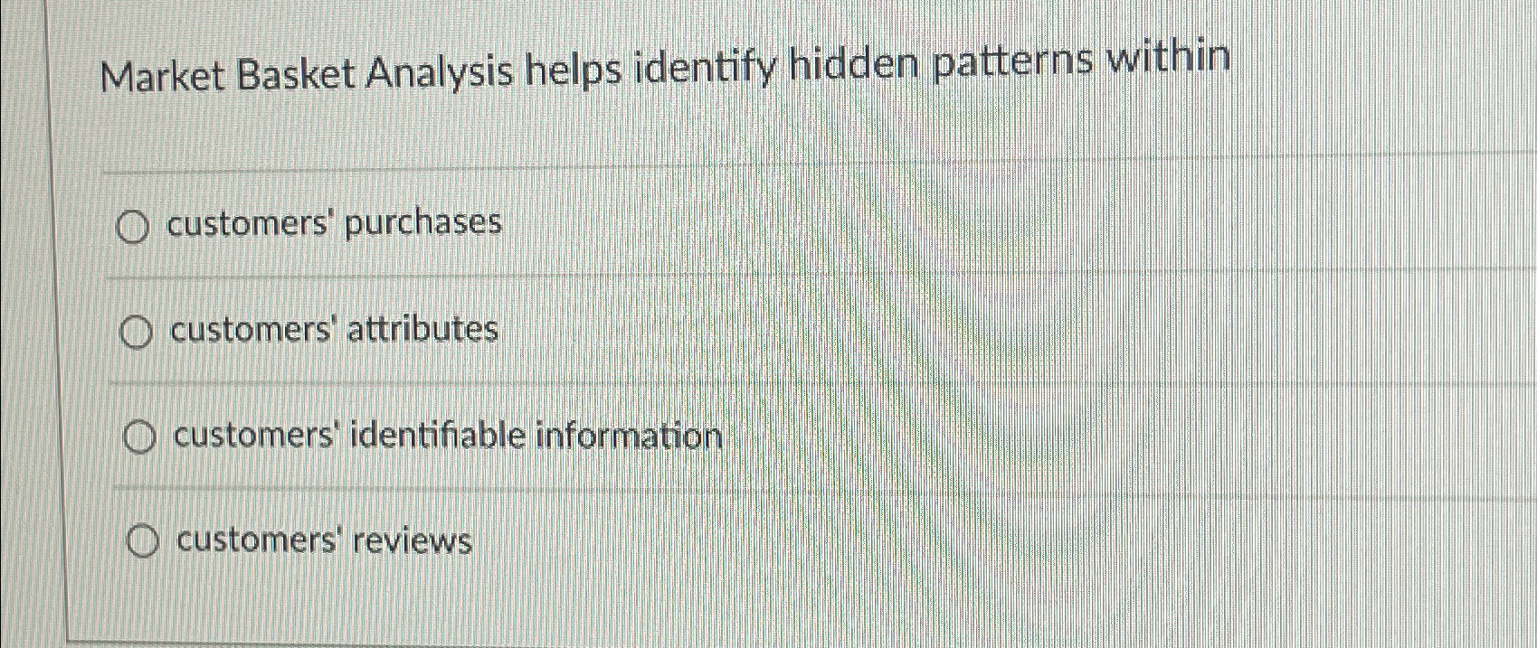Solved Market Basket Analysis helps identify hidden patterns | Chegg.com