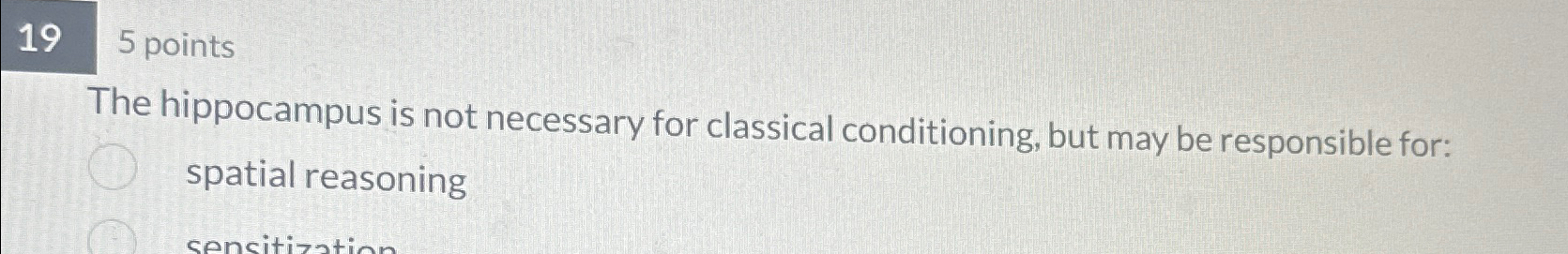 Solved 195 ﻿pointsThe hippocampus is not necessary for | Chegg.com