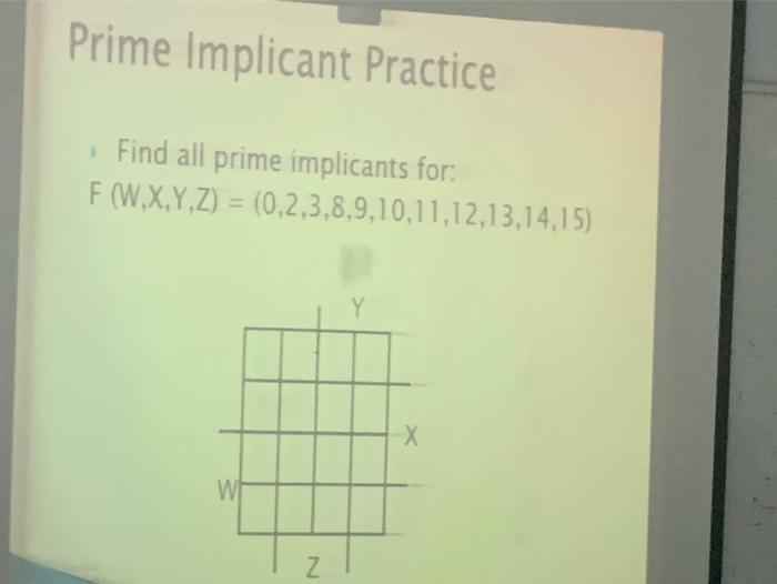 Solved Prime Implicant Practice Find All Prime Implicants