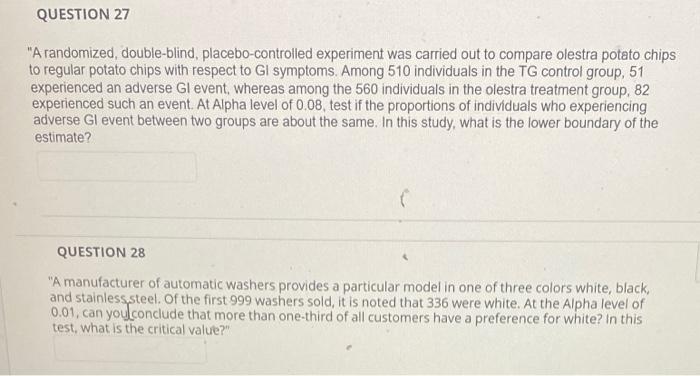 Solved "A randomized, double-blind, placebo-controlled | Chegg.com