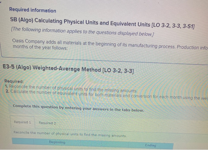 Solved Required information SB (Algo) Calculating Physical | Chegg.com