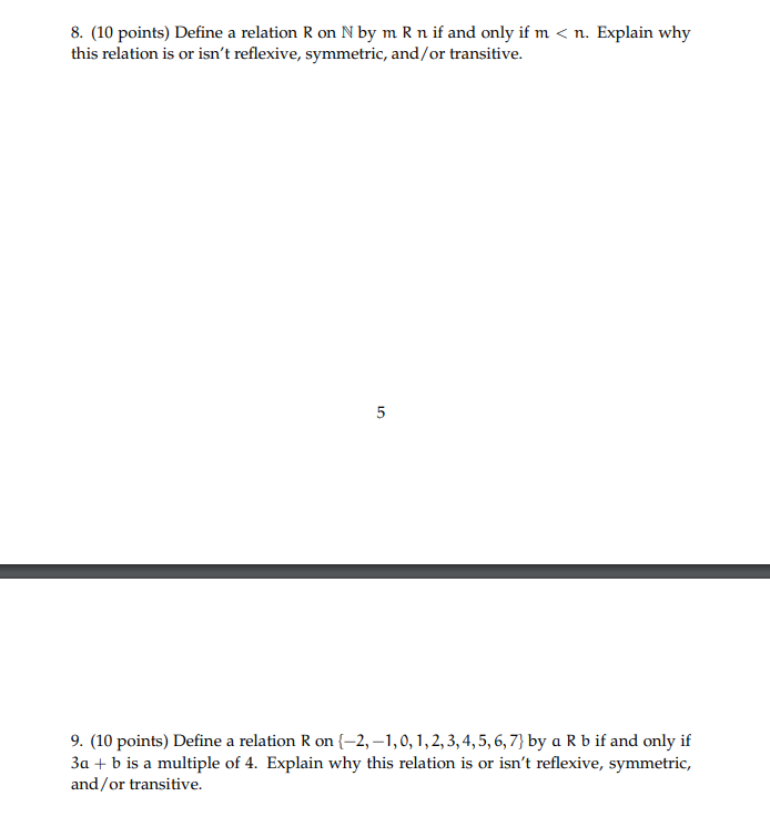 Solved (10 ﻿points) ﻿Define a relation R ﻿on N ﻿by mRn ﻿if | Chegg.com