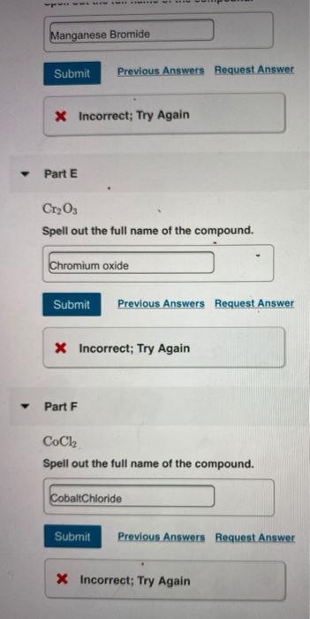 Solved Part B PbS Spell out the full name of the compound. | Chegg.com