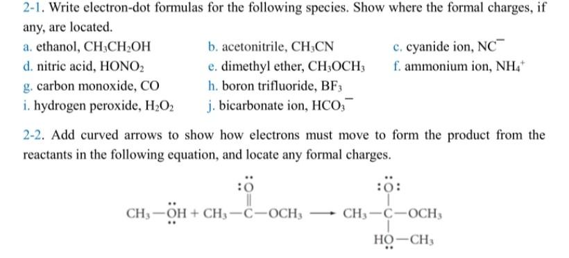Solved 2-1. Write electron-dot formulas for the following | Chegg.com