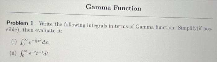 Solved Problem 1 Write the following integrals in terms of | Chegg.com
