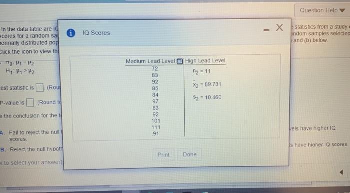 Solved Listed in the datatable are 10 scores for a random | Chegg.com