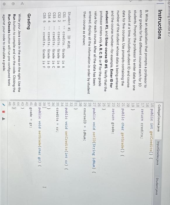 Solved A. Implement the CollegeCourse class. The class | Chegg.com
