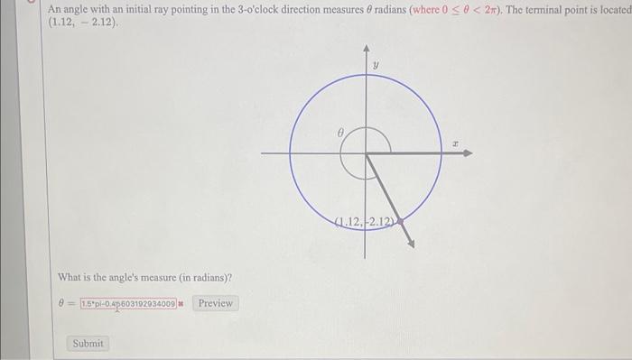 Solved An angle with an initial ray pointing in the 3 | Chegg.com