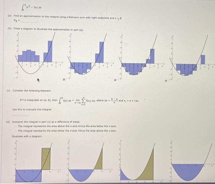 Solved ∫04(x2−3x)dx (a) Find an approximation to the | Chegg.com