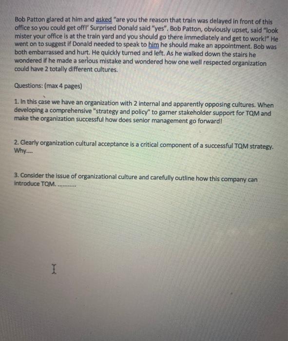 Solved Organizational Culture and impact on TOM strategy - | Chegg.com