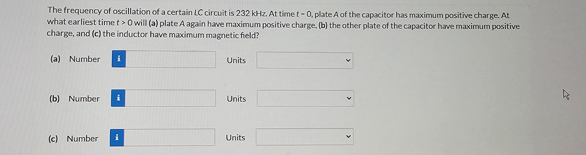 Solved The frequency of oscillation of a certain LC ﻿circuit | Chegg.com