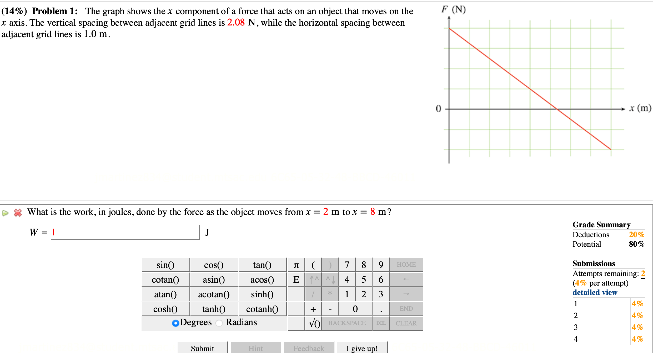 Solved Problem 1: The graph shows the x ﻿component of a | Chegg.com