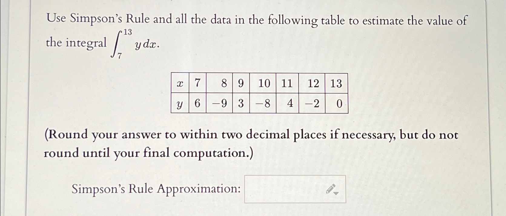 Solved Use Simpson's Rule and all the data in the following | Chegg.com