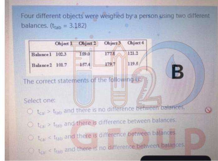 Solved plzzz quickkkkk Four different objects were weighed | Chegg.com