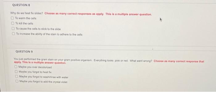 Solved QUESTION 8 Why do we heat fix slides? Choose as many | Chegg.com