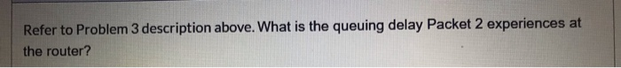 Solved Problem 3. Queuing delays Consider the router in the | Chegg.com