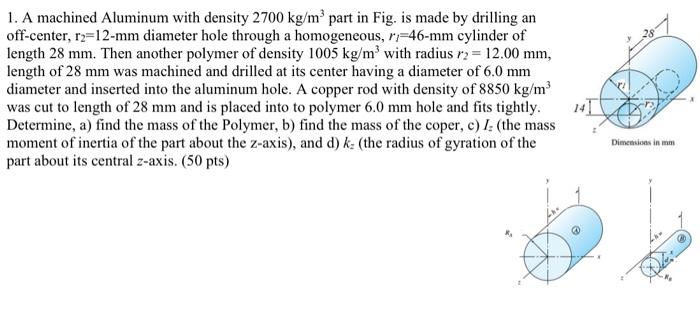 1. A machined Aluminum with density 2700 kg/m3 part | Chegg.com