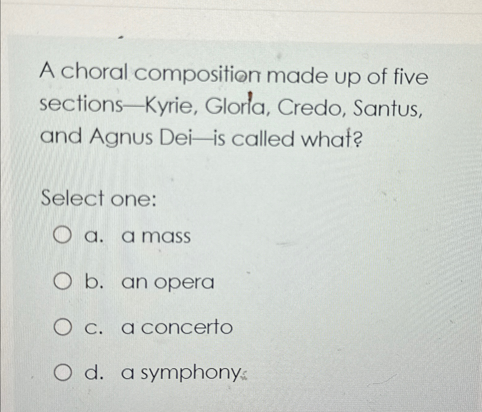 Solved A choral composition made up of five sections - | Chegg.com