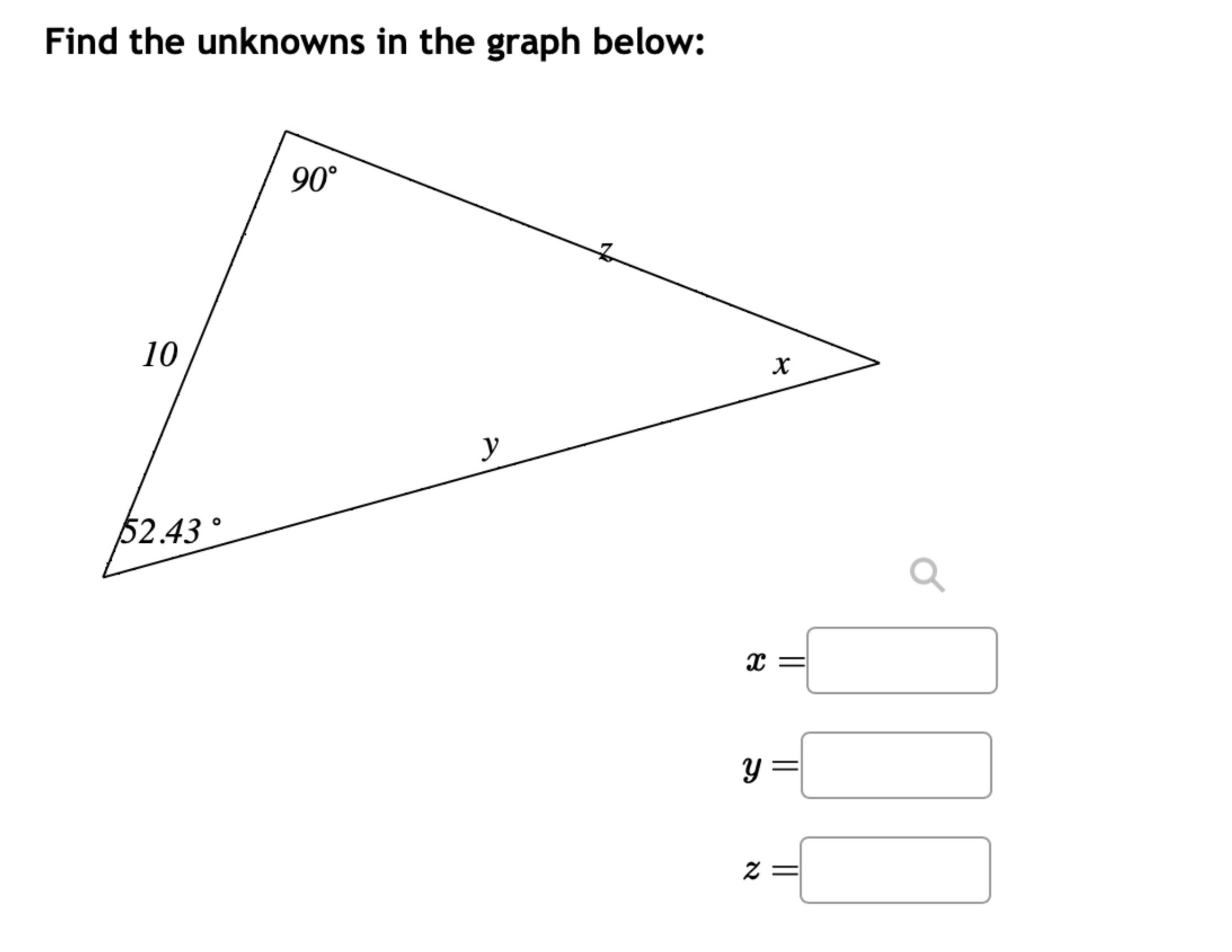 Solved Find the unknowns in the graph below:x=y=z= | Chegg.com
