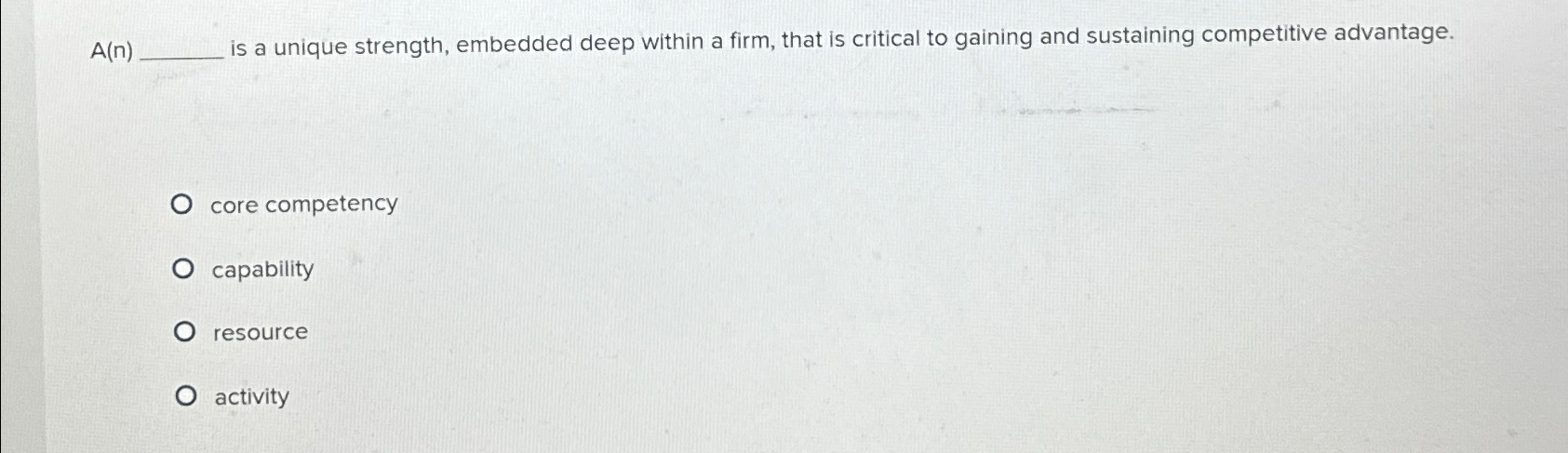 Solved A(n) ﻿is a unique strength, embedded deep within a | Chegg.com