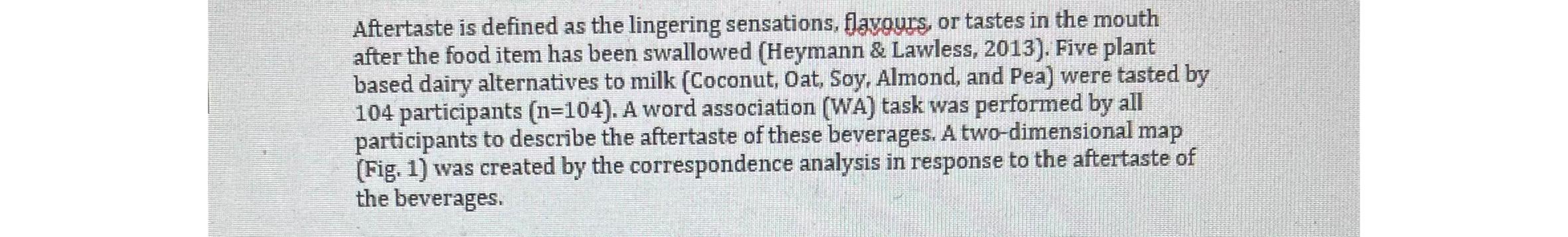 Solved Aftertaste is defined as the lingering sensations, | Chegg.com