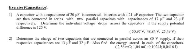 Solved Exercise (Capacitance): 1) A capacitor with a | Chegg.com