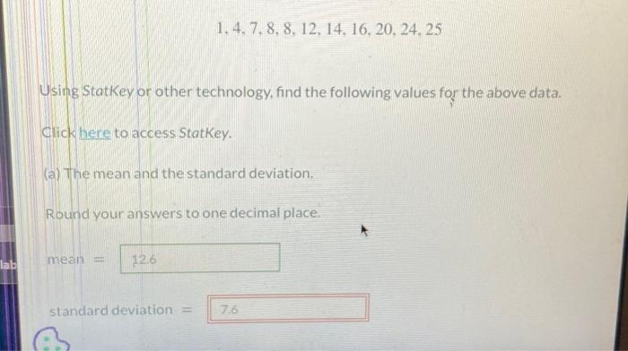 Solved Using StatKey or other technology, find the following | Chegg.com