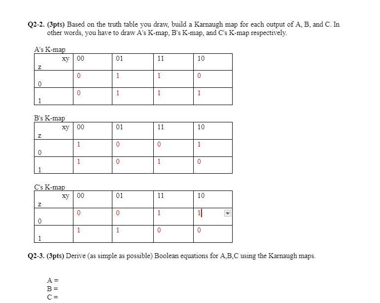 Solved For Q2-3, ﻿Derive (as simple as possible) ﻿Boolean | Chegg.com
