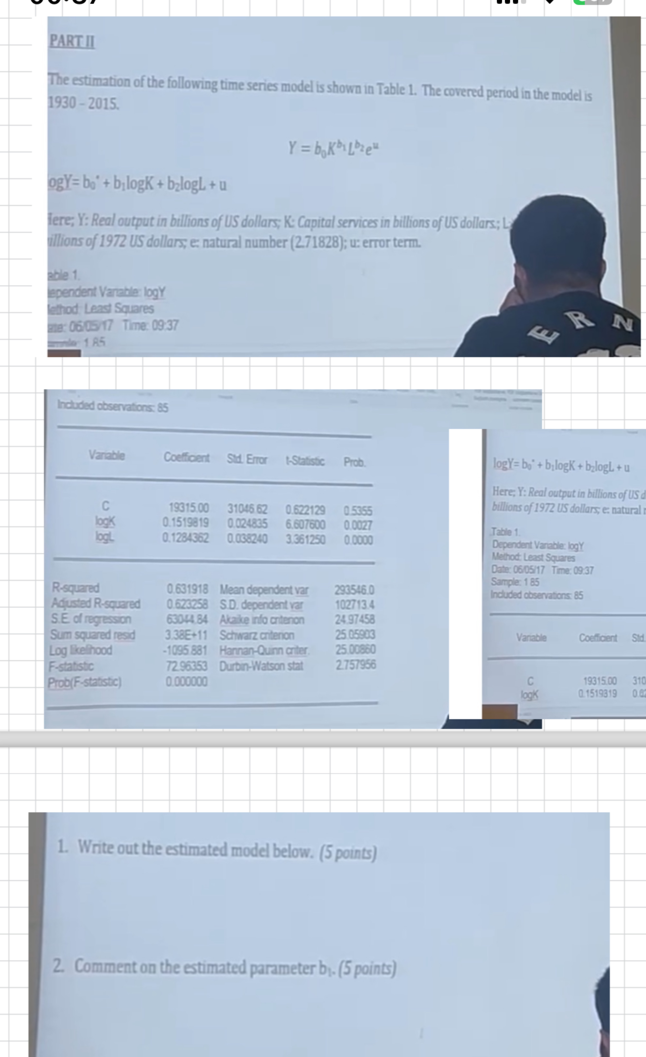 Solved The estimation of the following time series model is | Chegg.com