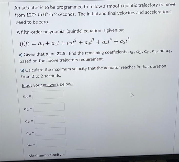 Solved An actuator is to be programmed to follow a smooth | Chegg.com