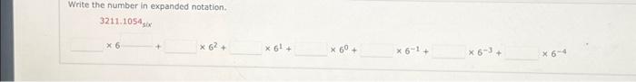 Solved Write the number in expanded notation. 3211.1054 six | Chegg.com