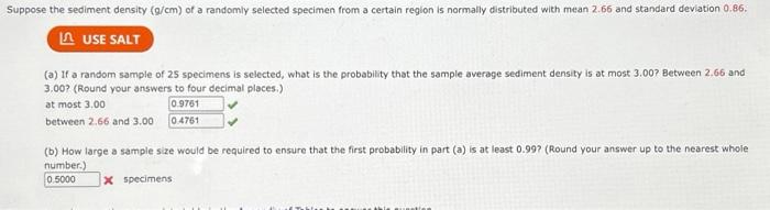 Solved (a) If a random sample of 25 specimens is selected, | Chegg.com