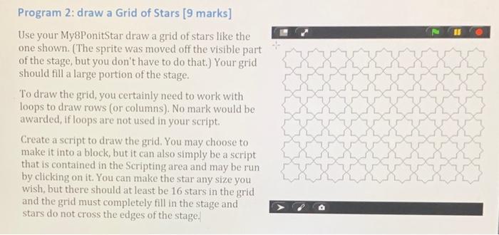 Program 2: draw a Grid of Stars [9 marks] Use your | Chegg.com