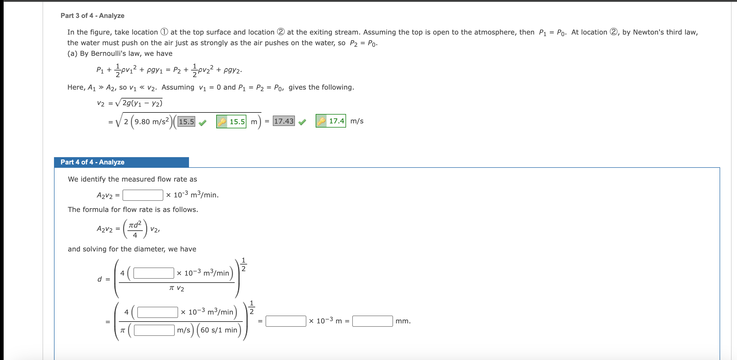 Solved Part 3 ﻿of 4 - ﻿Analyze the water must push on the | Chegg.com